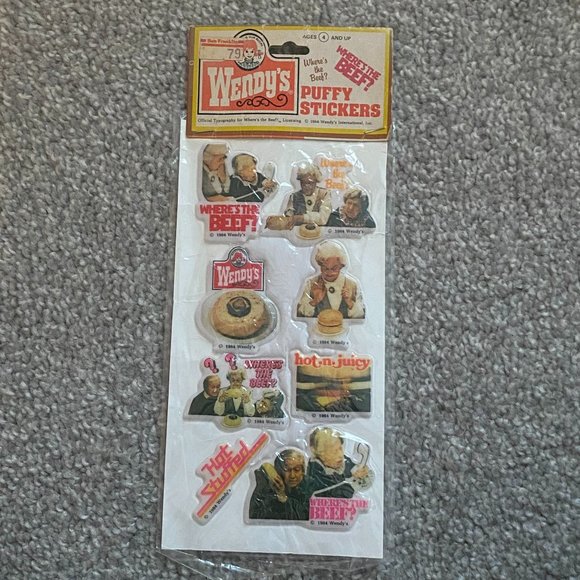imperial | Other | 984 Wendys Vintage Wheres The Beef Puffy Stickers ...